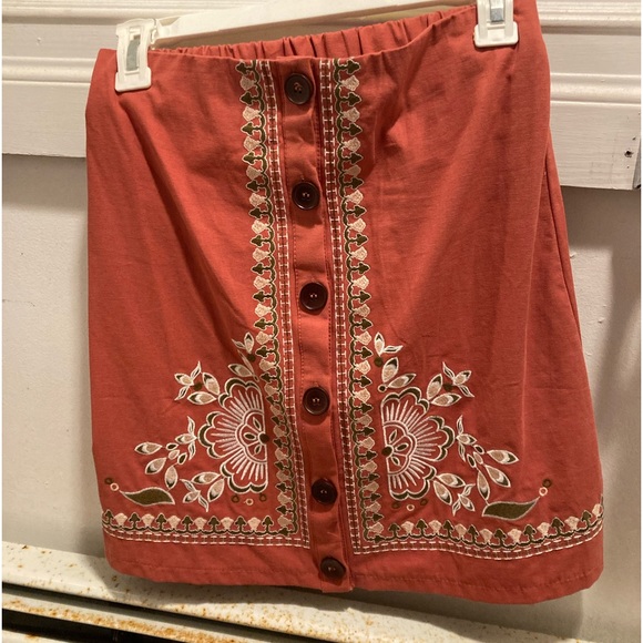 Skirts | Nwt Rust Orange Floral Pattern Skirt | Poshmark